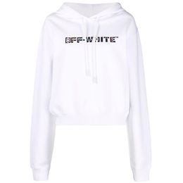 Off-White Kurzer wei&szlig;er Kapuzenpullover mit geometrischem Logo