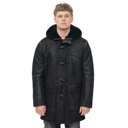 Herren-Winter-Dufflecoat aus Schaffell-Leder mit Kapuze &ndash; Montpellier