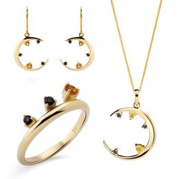 Orphelia 'Eline' Damen 925 Sterling Silber Set: Halskette + Ohrringe + Ring - Gold SET-7497/G
