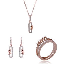 Orphelia 'Gigi' Damen-Set aus 925er Sterlingsilber: Halskette + Ohrringe + Ring &ndash; Ros&eacute; SET-7438