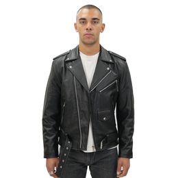 Schwarze Brando-Jacke aus Rindsleder f&uuml;r Herren &ndash; Venedig