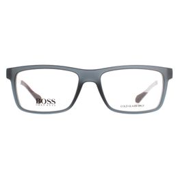 HUGO BOSS Rechteckige Herrenbrille Dunkelgrau Matt Ruthenium