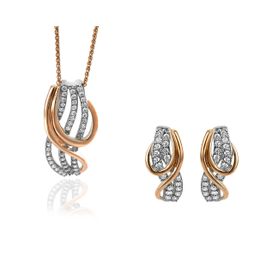 Orphelia 'Elsia ' Damen 925 Sterling Silber Set: Kettenanh&auml;nger + Ohrringe - Silber/Ros&eacute; SET-7027