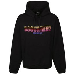 Schwarzer Kapuzenpullover &bdquo;Made With Love&ldquo; mit Dsquared2-Logo