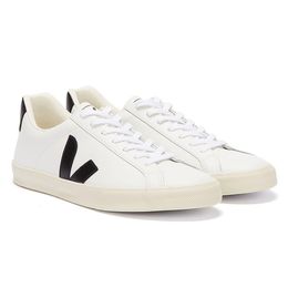 Veja Esplar Leder Womens Trainers - (Extra Wei&szlig; / Schwarz)