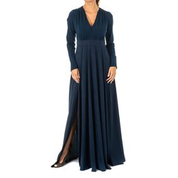 La Martina Lang&auml;rmeliges Frauenkleid mit V-Ausschnitt KWD005