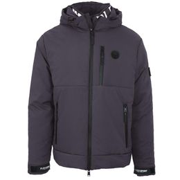 Plein Sport gepolsterte Jacke mit gro&szlig;em Markenlogo in Grau