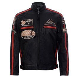 Leder-Racing-Biker-Motorradjacke mit Rei&szlig;verschluss