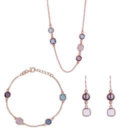 Orphelia 'Fawn' Damen 925 Sterling Silber Set: Kette + Armband + Ohrringe - Rose SET-7410