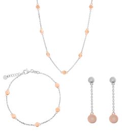 Orphelia 'Aurelie' Damen 925er Sterling Silber Set: Halskette + Armband + Ohrringe - Silber/Ros&eacute; SET-7385