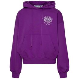 Off-White Hand Arrow Design Boxy Fit Lila &Uuml;bergro&szlig;er Kapuzenpullover
