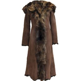 Damen-Trenchcoat aus Toscana-Schaffell mit Kapuze aus Wildleder &ndash; Rushden