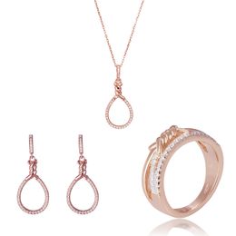 Orphelia 'Aava' Damen-Set aus 925er Sterlingsilber: Halskette + Ohrringe + Ring &ndash; Ros&eacute; SET-7421
