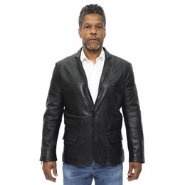 Schmale Herren-Blazerjacke aus Leder mit 2 Kn&ouml;pfen &ndash; London
