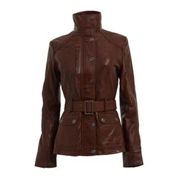 Damen-Bikerjacke im Military-Stil aus Leder &ndash; Middleton