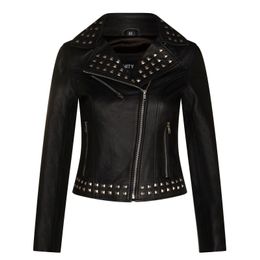 Damen Gothic Biker-Lederjacke mit Nieten-Bilbao