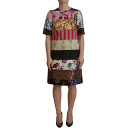 Dolce & Gabbana Dolce & Gabbana Multicolor Patschwork Floral Sheath Jacquard Mini-Kleid Damenkleid