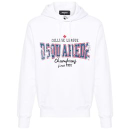 Dsquared2 Cool Fit Faded College League Logo Wei&szlig;er Kapuzenpullover