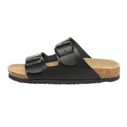 EVER AU Herren Duck Leder Doppelschnallen-Sandalen - Schwarzes Leder