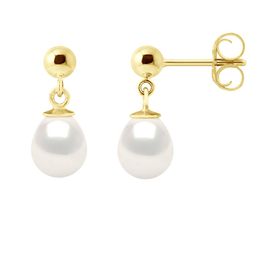 Ohrringe aus Gelbgold und echten S&uuml;&szlig;wasser-Zuchtperlen, Birne 7&ndash;8 mm
