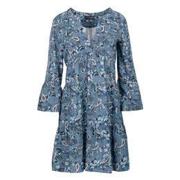 Indigo Paisley Druck A Linie Kleid