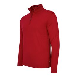 Cappuccino Italia Bergamo Zip Pullover f&uuml;r Herren. Der Pullover besteht aus 50% Baumwolle und 50% Polyester und hat eine normale Passform. Der Pullover hat einen Stehkragen, der je nach Geschmack mit einem Rei&szlig;verschluss ge&ouml;ffnet oder geschlossen werden kann. Marke: Cappuccino ItaliaModellname: Bergamo Zip Pullover (mit Hemdkragen)Kategorie: HerrenpulloverMaterialien: Baumwolle, AcrylFarbe: rot, w