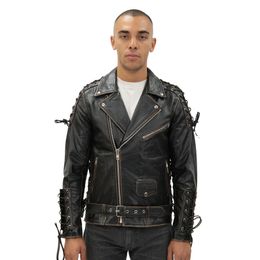 Herren-Bikerjacke aus gepr&auml;gtem Brando-Leder &ndash; Chicago