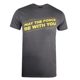 Star Wars - T-shirt MAY THE FORCE BE WITH YOU - Homme (Anthracite / Jaune)