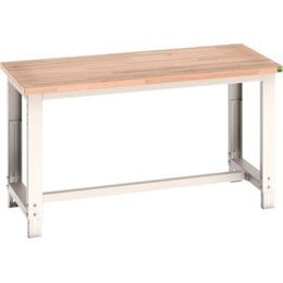 Bott Werkbank cubio, manuell h&ouml;henverstellbar, Buche-Multiplexplatte, B 1500 x T 750 x H 740-1140 mm, bis 1000 kg, lichtgrau/anthrazit