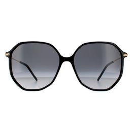HUGO BOSS Round Womens Schwarz Gold Dunkel Grau Gradient Sonnenbrille