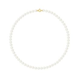 Collier Rang PRINCESSE Perles d'Eau Douce Rondes 7-8 mm Blanches Fermoir Prestige Or Jaune 18 Carats