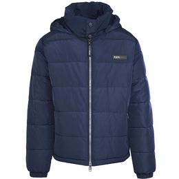 Plein Sport Bold Back Logo Wattierte Jacke in Marineblau