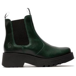 Fly London Damen MEDI789 Chelsea-Stiefel mit Keilabsatz, Leder, Plateaustiefeletten, Petrolgr&uuml;n