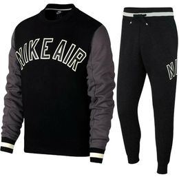 Nike Air Fleece Full Crewneck Trainingsanzug Set Schwarz