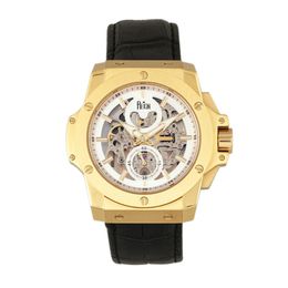 Reign Commodus Automatik-Skelett-Lederarmbanduhr