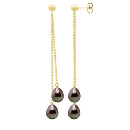 H&auml;ngende Ohrringe &ndash; echte Tahiti-Zuchtperlen, Birne, 7&ndash;8 mm