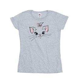Disney - "Classics Marie Face Pocket" T-Shirt f&uuml;r Damen (Grau)