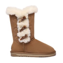 EVER AU Damenstiefel mit Hornkn&ouml;pfen - Ashy