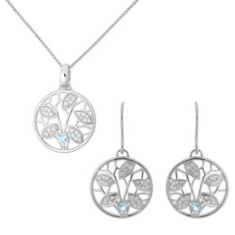 Orphelia 'Oceane' Damen 925 Sterling Silber Set: Kettenanh&auml;nger + Ohrringe - Silber SET-7090