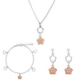 Orphelia 'Nixie' Damen-Set aus 925er Sterlingsilber: Kette + Armband + Ohrringe &ndash; Silber/Ros&eacute; SET-7377