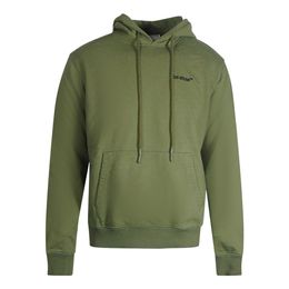 Off-White Helvetica Logo Slim Fit Gr&uuml;ner Kapuzenpullover