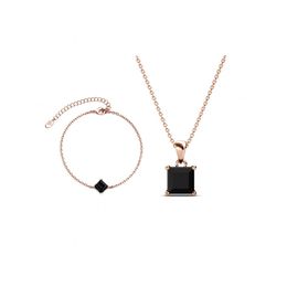Einfaches quadratisches Handschellen-Set - Rose Gold und Kristall