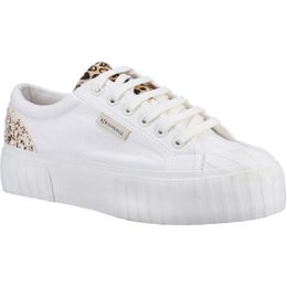 Superga 2631 Kalbshaar Details Leder Damen Wei&szlig; Avorio/Leopardenflecken Turnschuhe