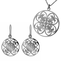 Orphelia Damen 925 Sterling Silber Set: Halskette-Anh&auml;nger + Ohrringe - Schwarz SET-6035/3