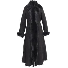 Schwarzer Damen-Trenchcoat aus Toscana-Schaffell aus Wildleder-Rushden