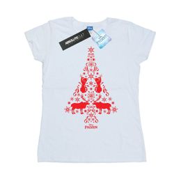 Disney - "Frozen Christmas Tree" T-Shirt f&uuml;r Damen (Wei&szlig;)