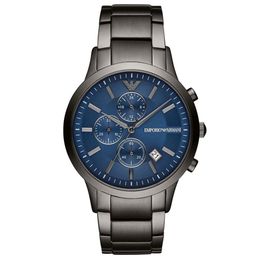 Emporio Armani Elegante Herrenuhr der Marke Armani. Die Uhr hat ein Armband, das auch kleiner gemacht werden kann, das Geh&auml;use hat einen Durchmesser von 43 mm und das Uhrwerk ist Quarz. Marke: ArmaniModellname: AR11215 (43mm)Kategorie: HerrenuhrMaterialien: EdelstahlFarbe: schwarz, blau