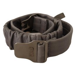 Costume National Damen Grauer Leder G&uuml;rtel mit Silberner Schnalle
