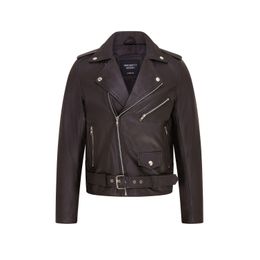 Schwarze klassische Brando-Leder-Bikerjacke f&uuml;r Herren &ndash; Heinola