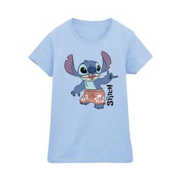 Disney Damen/Lilo & Stitch Bermuda-Shorts T-Shirt aus Baumwolle (Babyblau)